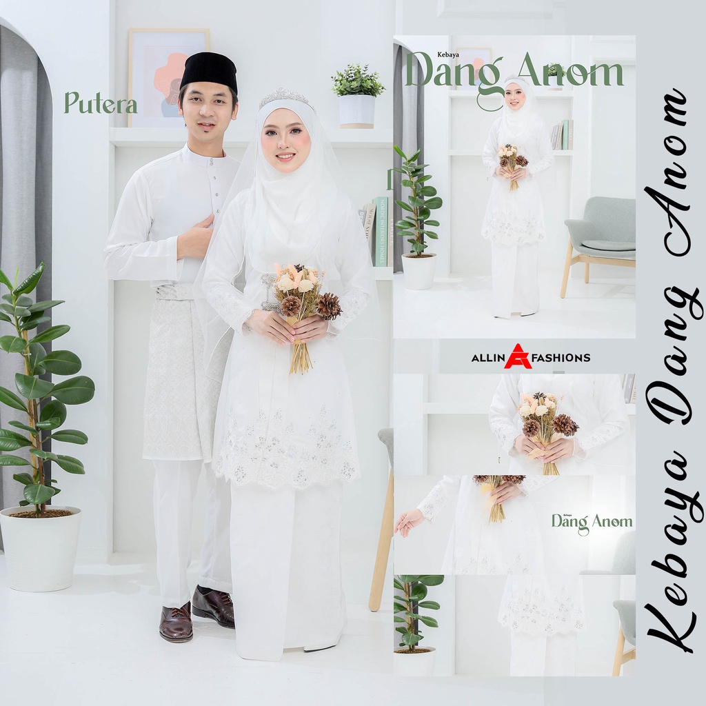 Kebaya Dang Anom Kebarung Songket Tabur Set Nikah Set Tunang (Off White ...