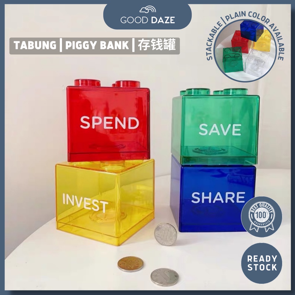 【GOOD DAZE】Piggy Bank For Kids Saving Planner Coin Box Saving Lego ...