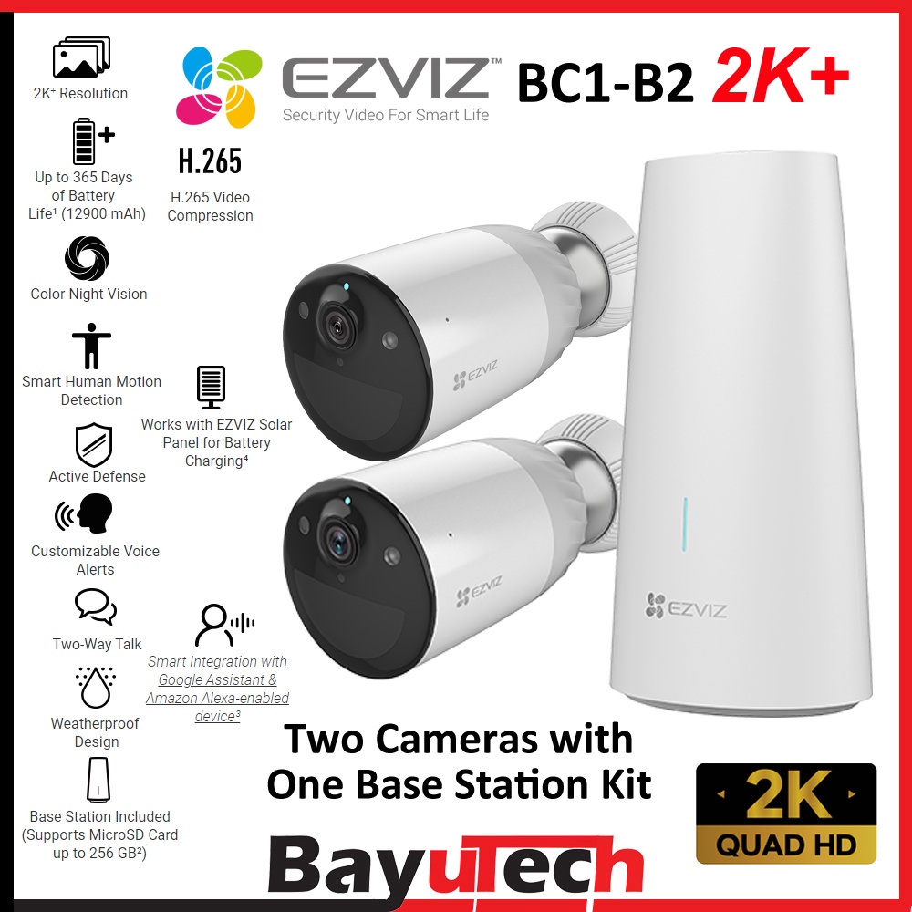 EZVIZ BC1 B1/B2/B3/B4 2K+ 4MP Wireless WIFI Battery-Powered Camera Kit ...
