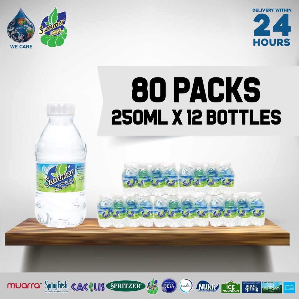 SUMMER Drinking Water (250ml x 12 Bottles x 80 Shrink Packs) | Shopee ...