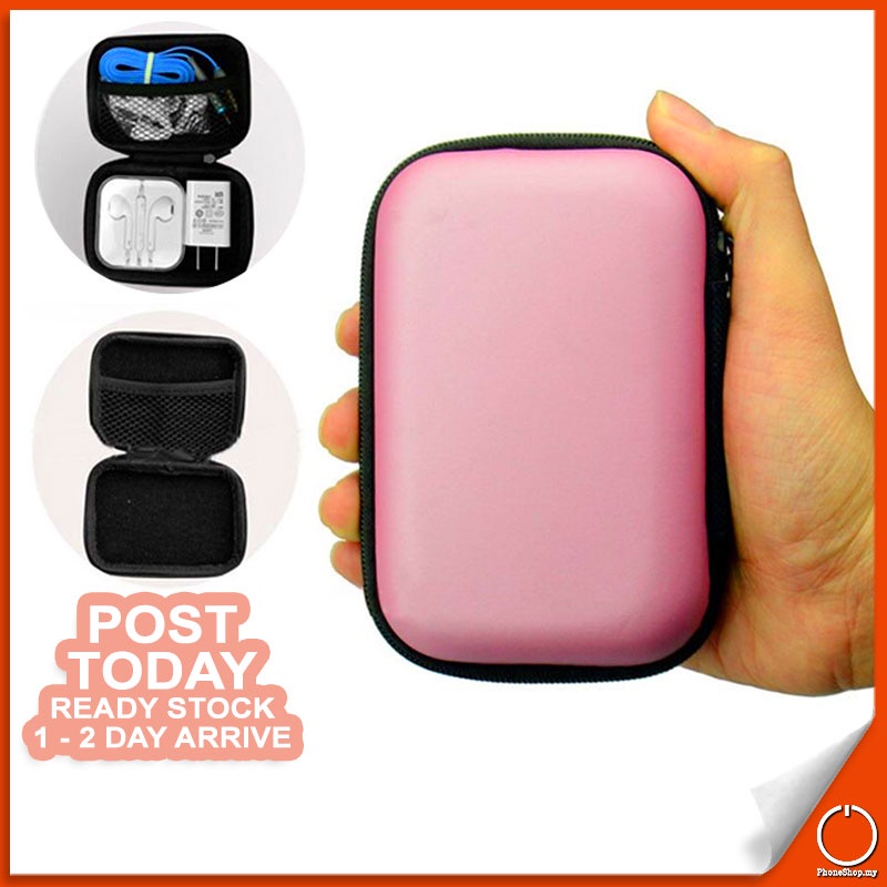 𝗠𝗘𝗦𝗛 𝗣𝗢𝗖𝗞𝗘𝗧 EVA Cable Organizer Travel Storage Case Bag Earphone Air ...