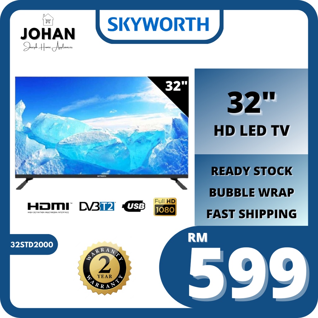 [READY STOCK] SKYWORTH 32" HD LED Television | 32STD2000 | 2 Years ...