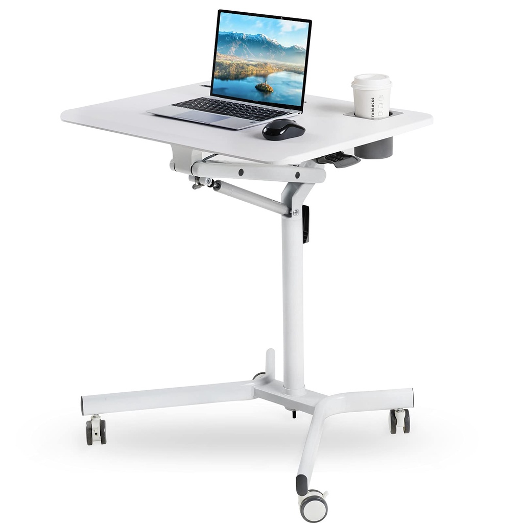 Mobile Sit Stand Desk - Height Adjustable Standing Laptop Desk Cart ...