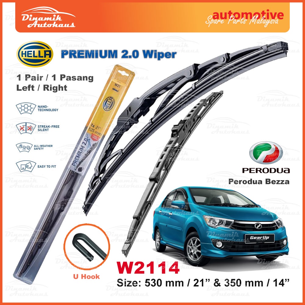 Perodua Bezza Car Front Windscreen Wiper Depan Size 21 & 14 Inch (1 ...