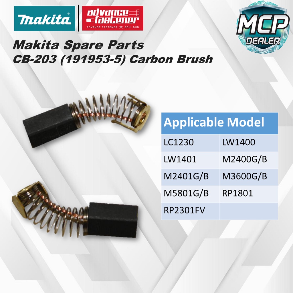 MAKITA Spare Parts CB-203 (191953-5) Carbon Brush | Shopee Malaysia