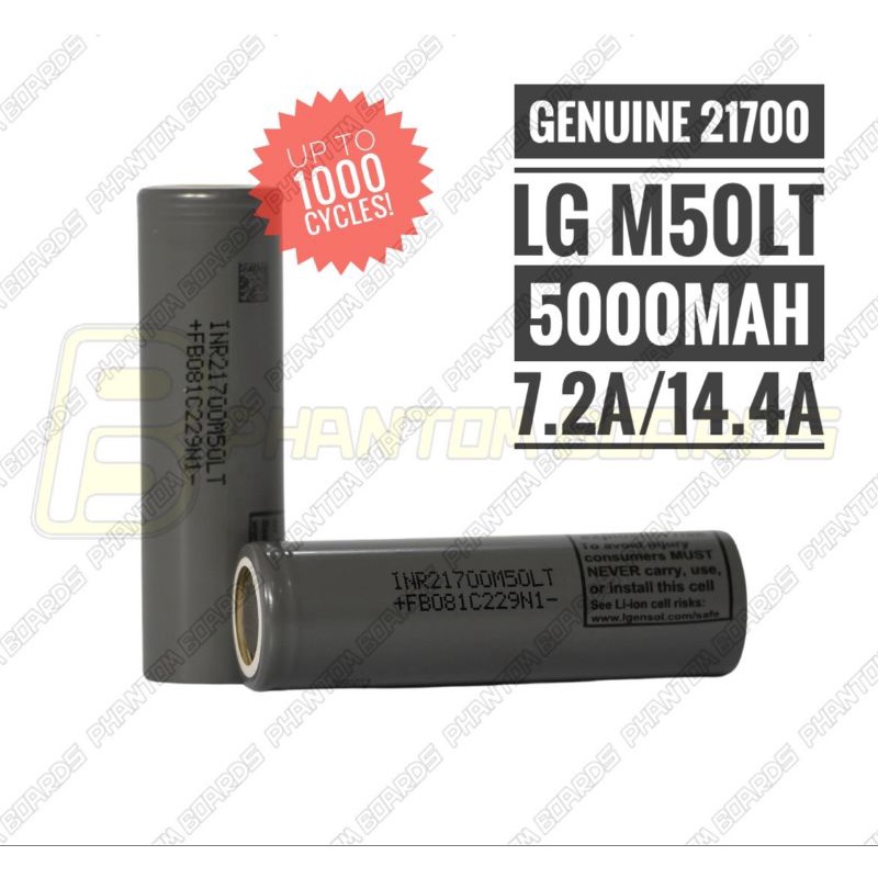 [1000Cycle] ORIGINAL 21700 LG M50LT 5000mAh 7.2A/14.4A High Capacity ...