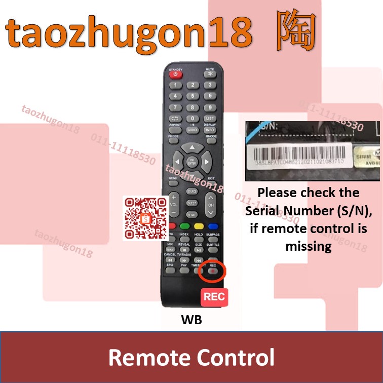 Original Dawa (WB) LED Smart TV Remote Control WB-24H8 WB-32H8 WB-40H8 ...