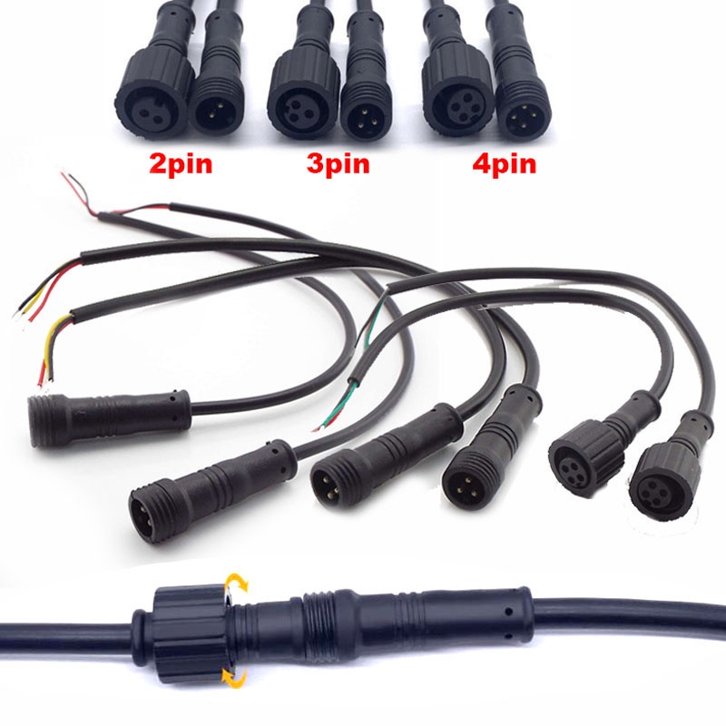 5pcs/Lot Waterproof Power Cable Male Female 2Pin 3Pin 4Pin Jack Plug ...