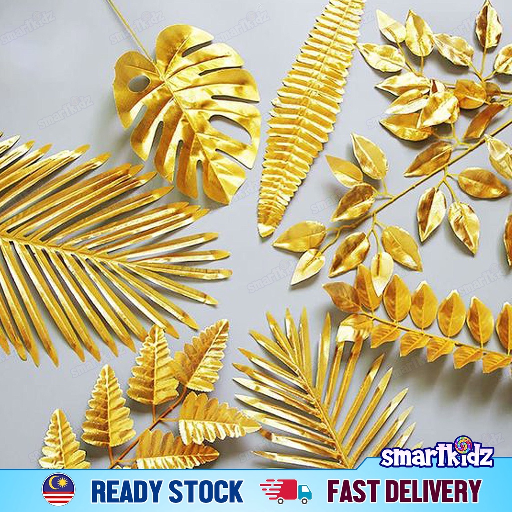 [1 Pcs] Gold Tropical Leaf | Daun Tropika Emas | Eucalyptus Monstera ...