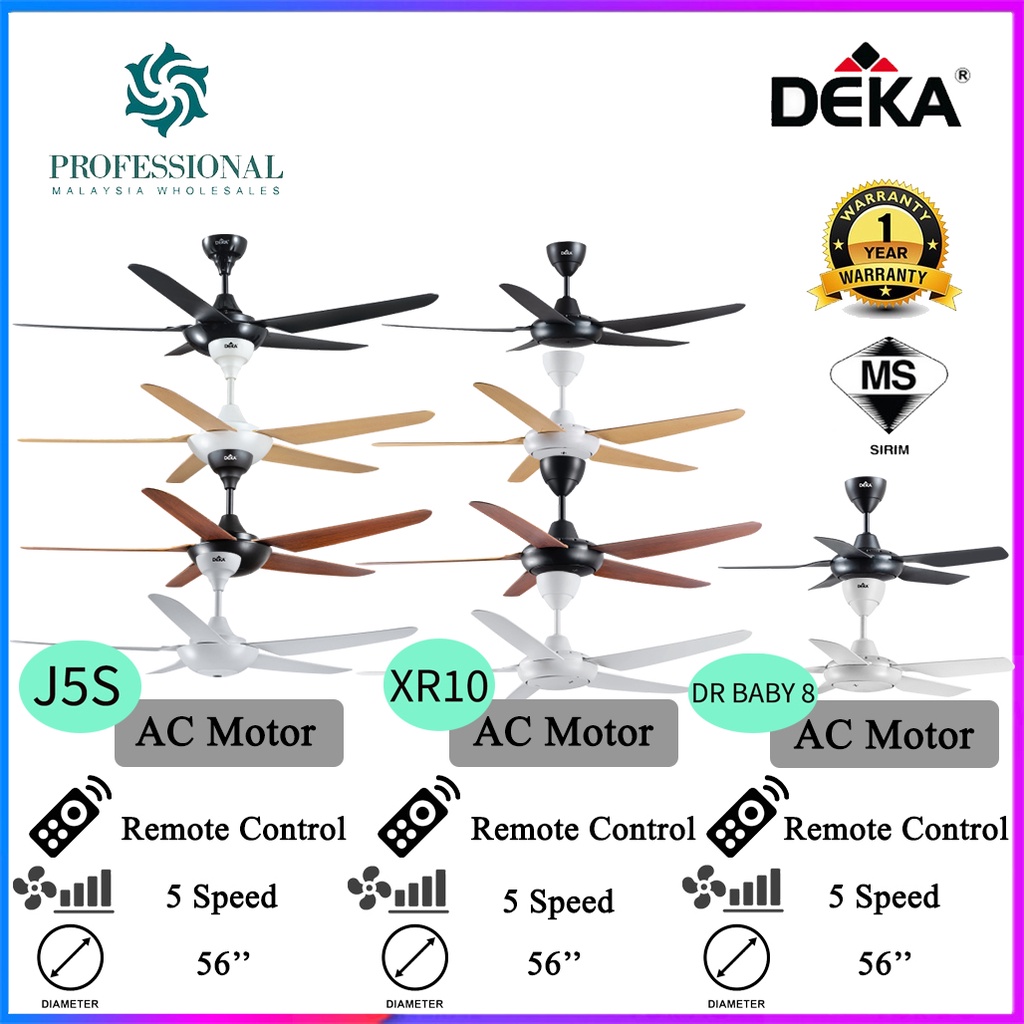 DEKA J5S/XR10/DR BABY 8 AC Motor & Remote Control Ceiling Fan | Shopee ...