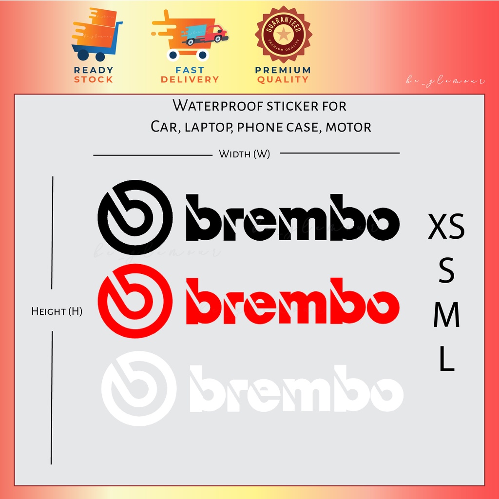 [2pcs] Brembo Sticker reflective stiker kereta racing superbike ...