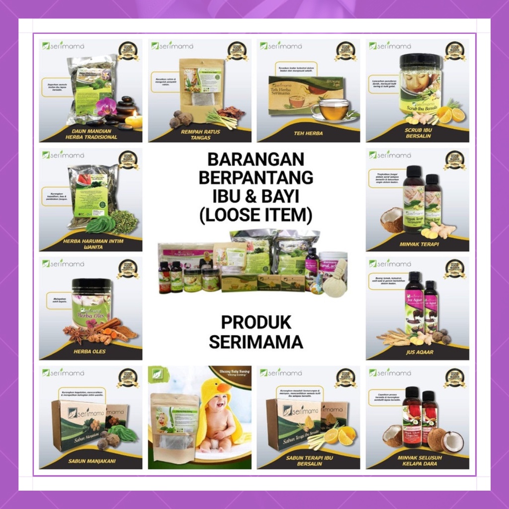 SERIMAMA Set Berpantang Ibu Bersalin (Loose Item) | Mandian & Teh Herba ...