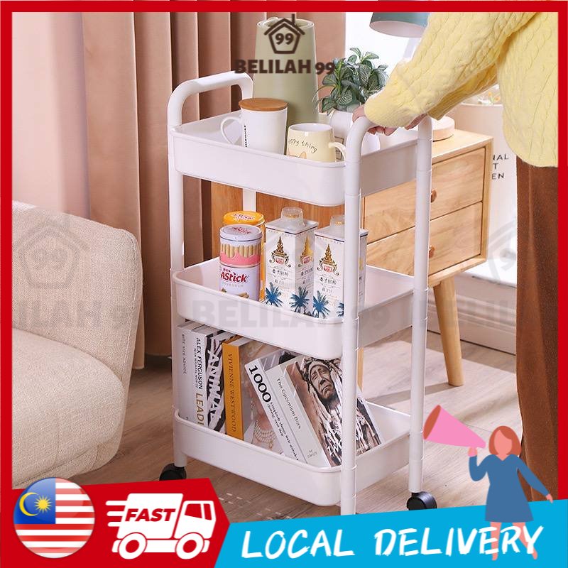 Belilah Trolley Rack 3 Tier Multifunction Storage Office Shelves Home ...