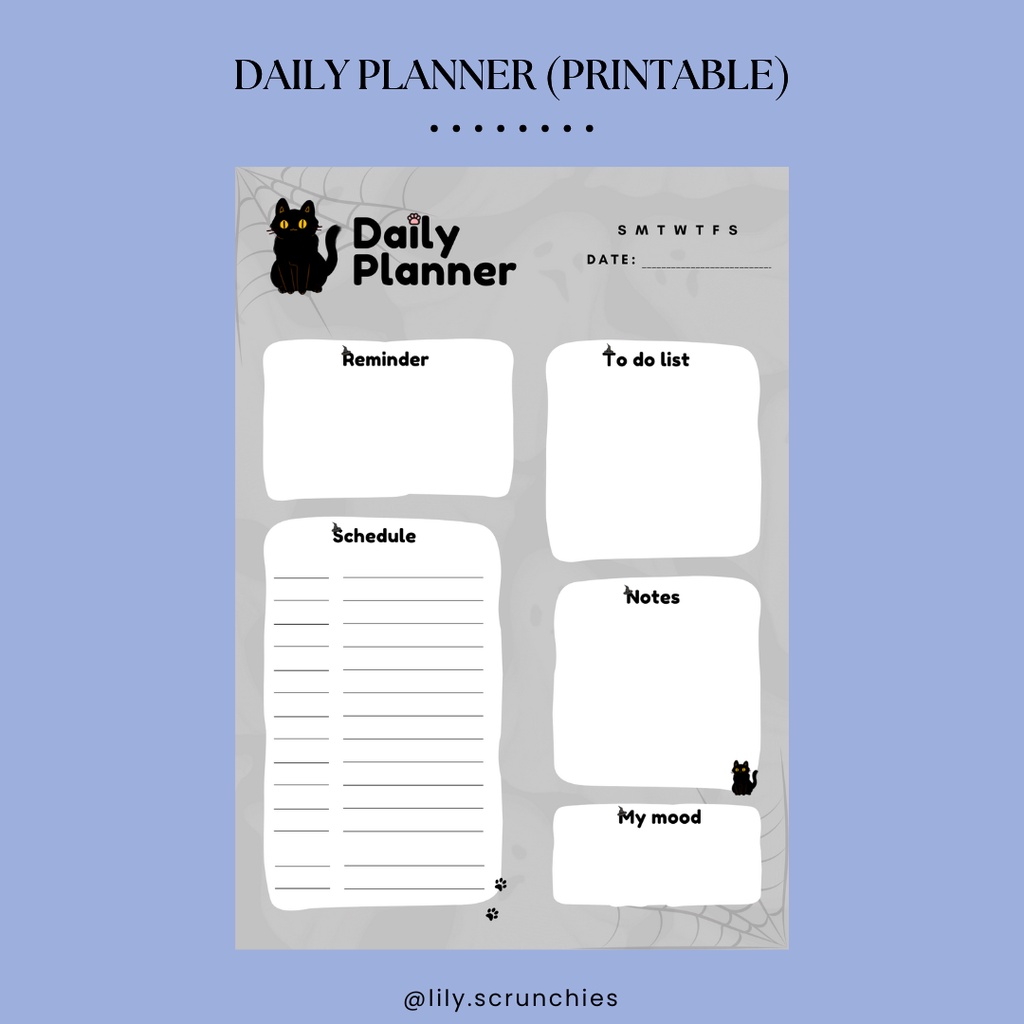 Printable Halloween Black Cat Daily Planner (Digital) | Shopee Malaysia