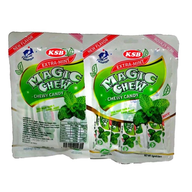【5g x 13 pcs】Twinfish Magic Chew Extra Mint Chewy Candy | Shopee Malaysia