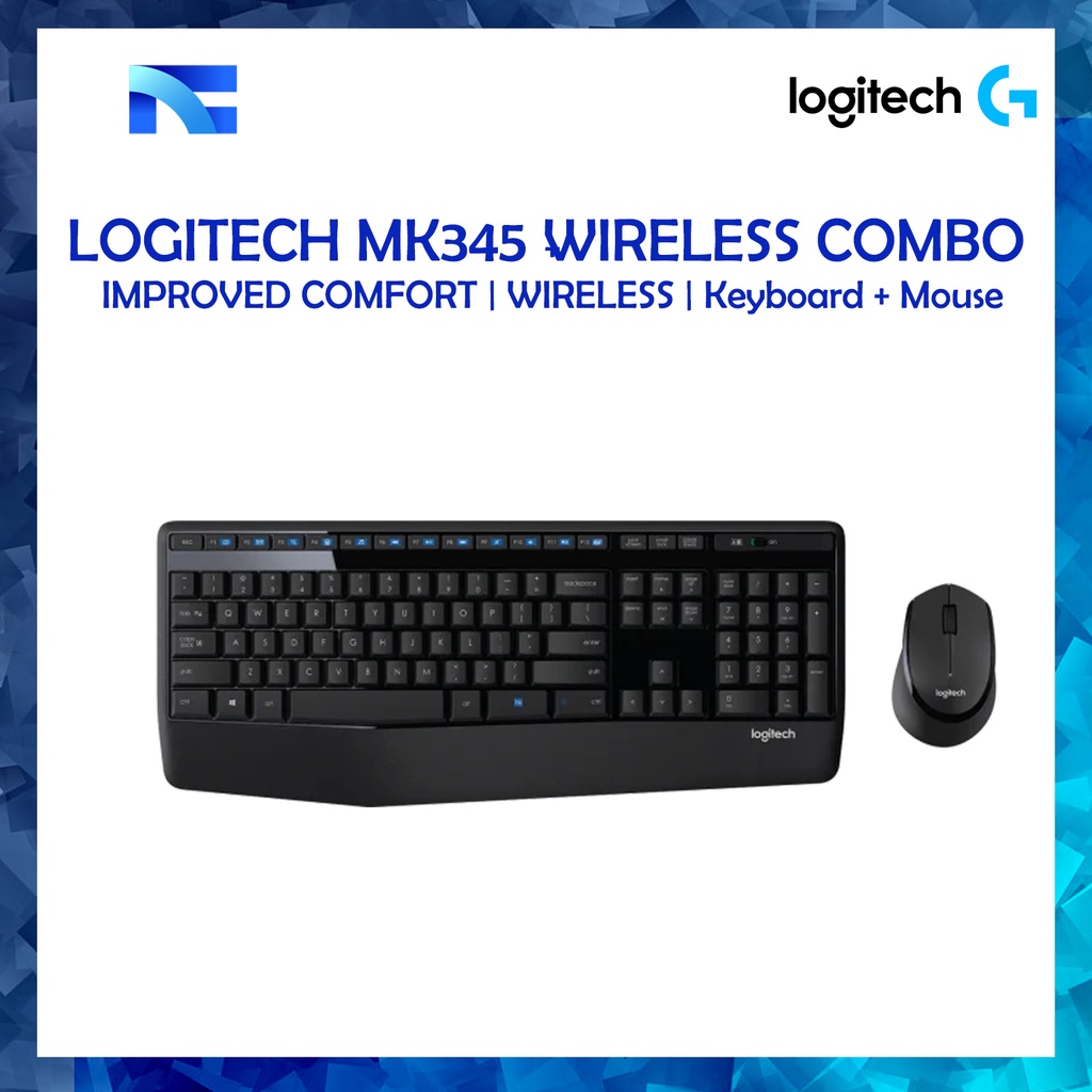 LOGITECH MK345 DESKTOP WIRELESS KEYBOARD MOUSE COMBO WITH PALM REST ...