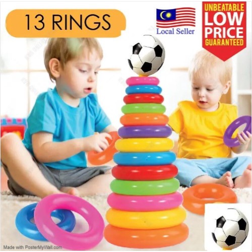 Stacking Colourful Rainbow Ring Tower Stack Up Education Toys Baby ...