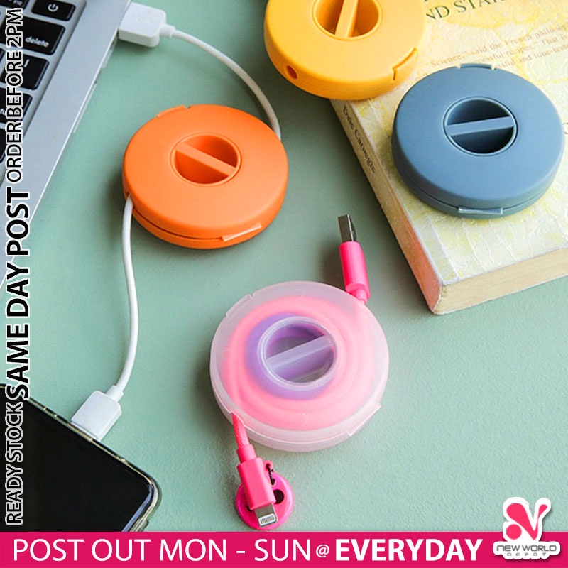 𝗥𝗢𝗧𝗔𝗧𝗔𝗕𝗟𝗘 》Round Earphone Cable Storage Box Tidy Winder Wire Organizer ...