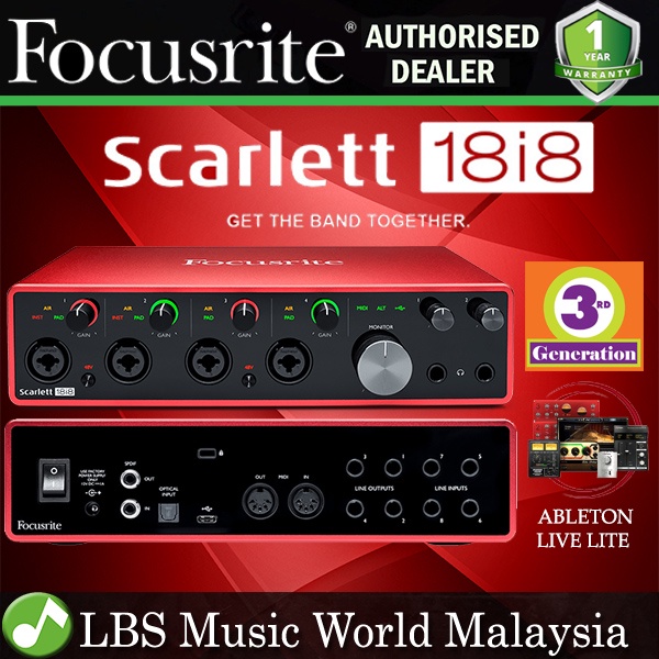 Focusrite Scarlett 18i8 18 in 8 Out USB Audio Interface Version 3 (3rd ...