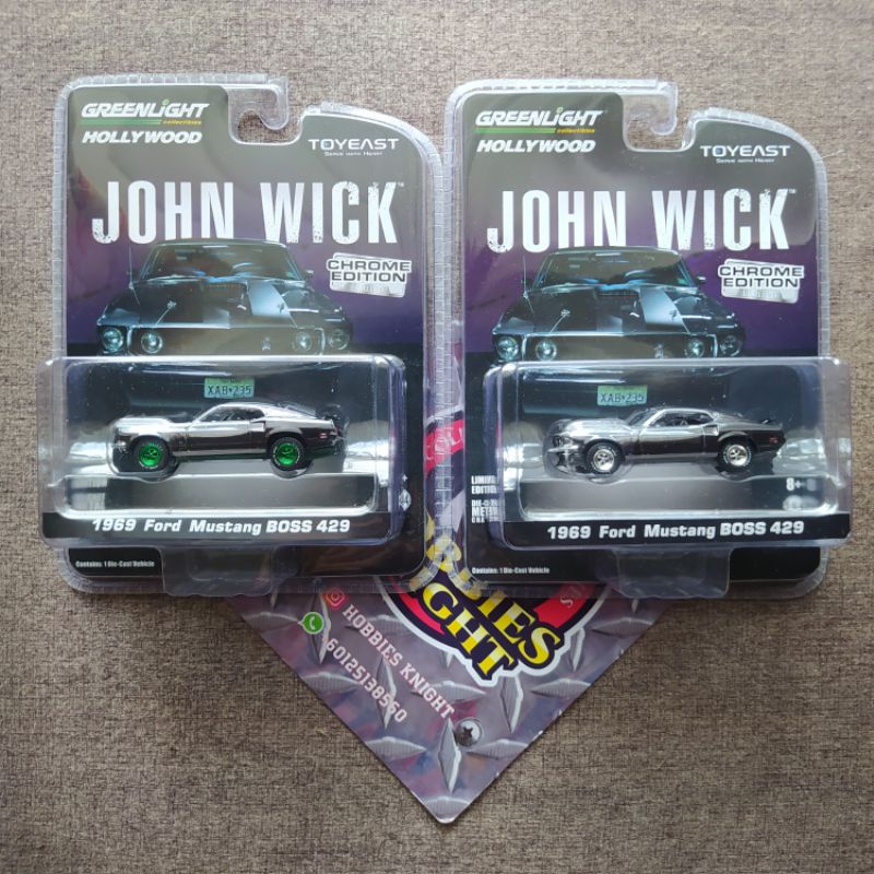 Greenlight Chase Kombo John Wick Chrome 1969 Ford Mustang BOSS 429 ...