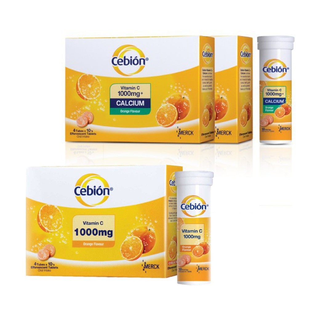 Cebion Effervescent C 1000mg Calcium Orange Flavor 10s x 4 | Shopee ...