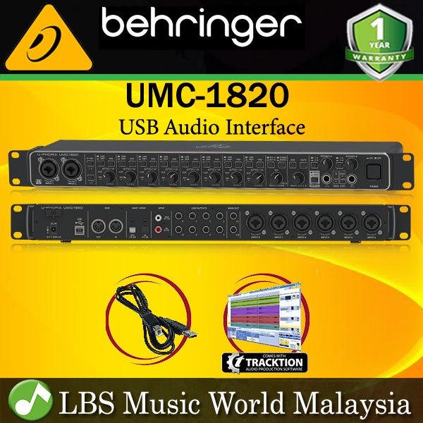 Behringer UMC-1820 Audiophile 18x20 USB MIDI Audio Interface with Midas ...