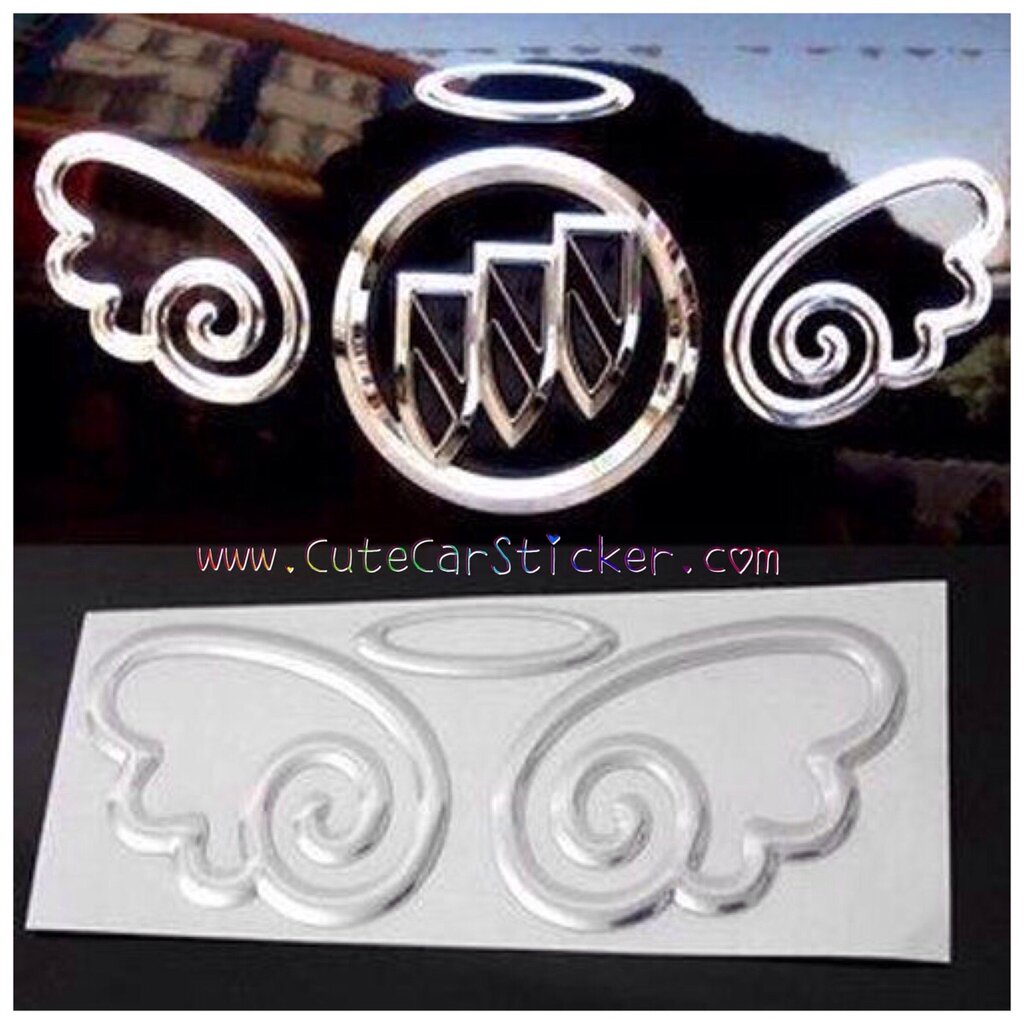Cute 3D Angel Wings Sticker Car Brand Logo (Silver) | Shopee Malaysia