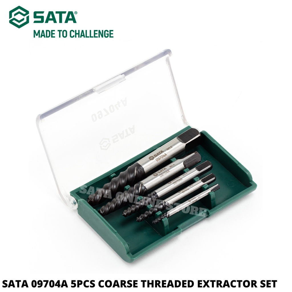 SATA 09704A 5PCS COARSE THREADED EXTRACTOR SET / SCREW EXTRACTOR KITS ...