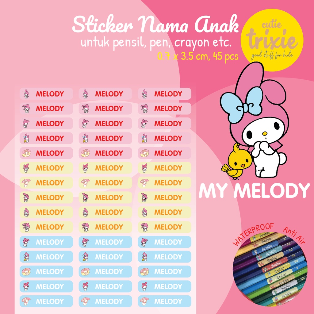 My Melody Pencil Name Label Sticker | Shopee Malaysia
