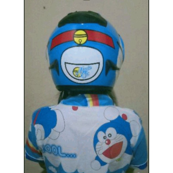 PUTIH Original Blue and White Doraemon motorbike helmet | Shopee Malaysia