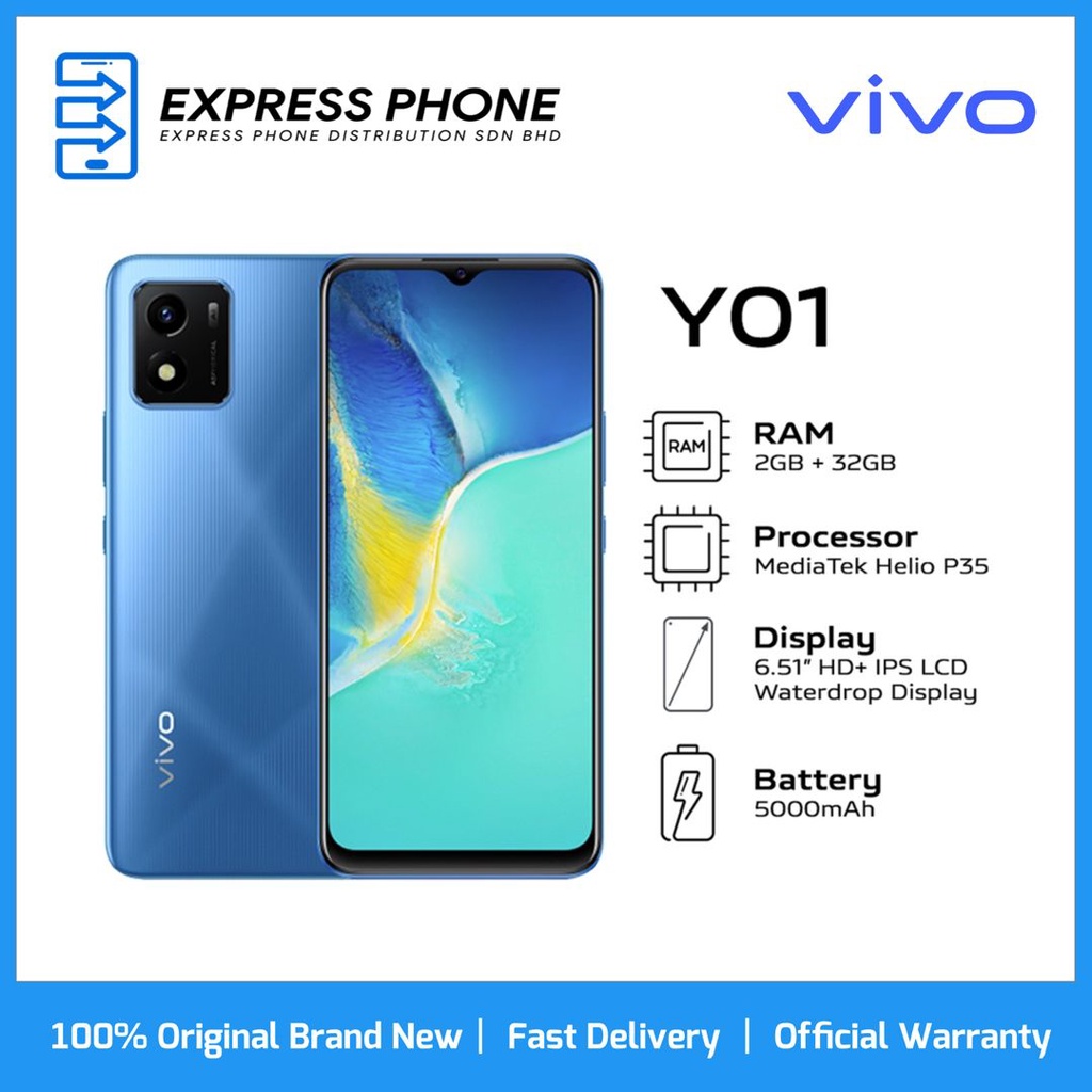 Original Smartphone Vivo Y01 (2GB RAM + 32GB ROM | Big Battery 5000 mAh ...