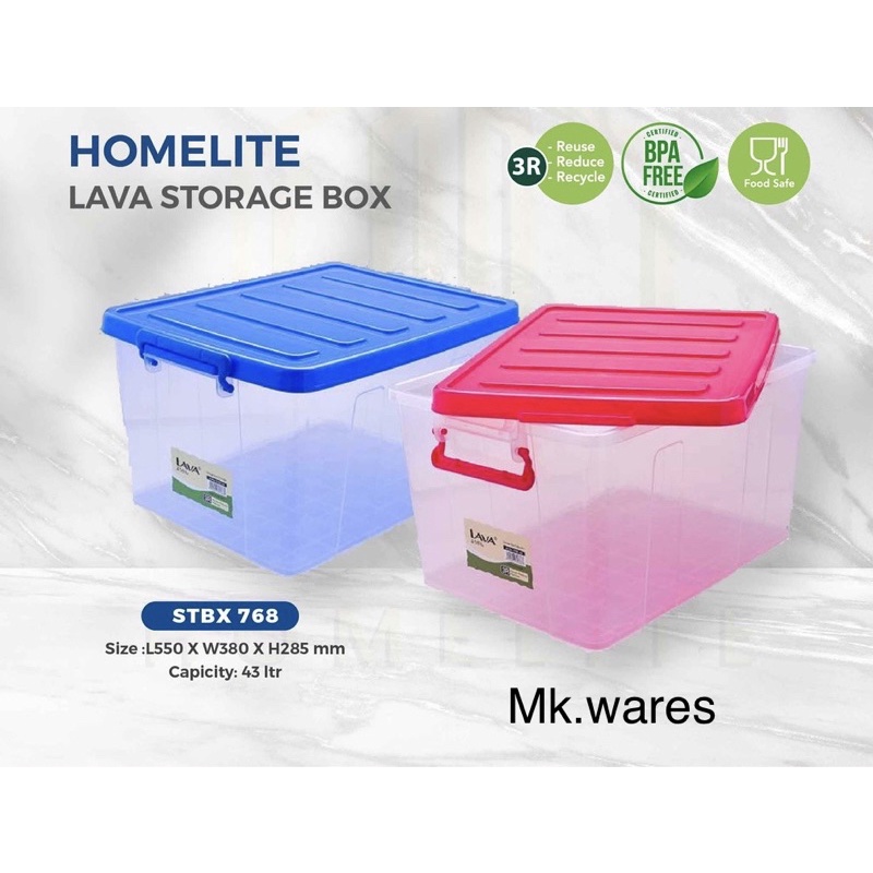 LAVA STORAGE BOX (STBX768)43LTR_KOTAK SIMPANAN 43ltr_BOX SERBAGUNA ...