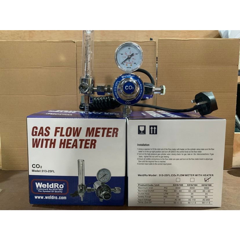 WeldRo 313 CO2 Regulator with Heater (36V, 110V, 240V) | Shopee Malaysia
