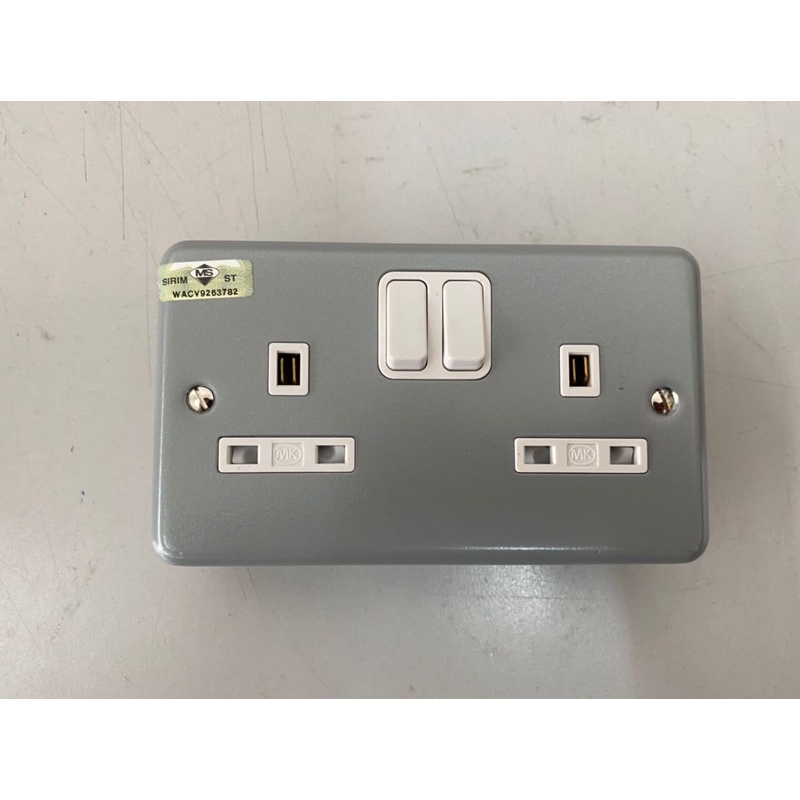 (READY STOCK) MK DOUBLE(2GANG) METAL CLAD 13A SOCKET OUTLET (SIRIM ...