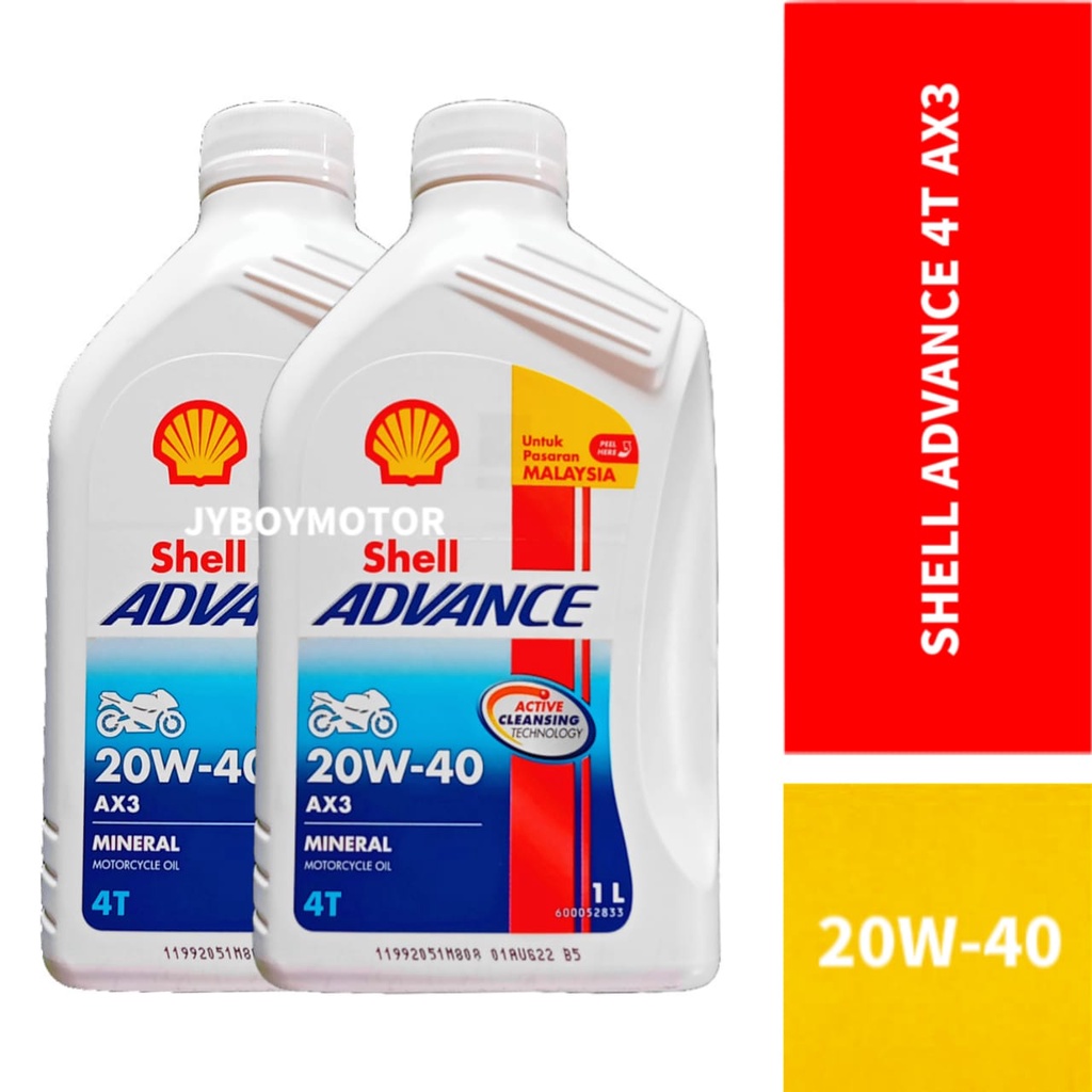 SHELL ADVANCE 4T AX3 MOTORCYCLE ENGINE OIL MINYAK ENJIN MOTOR 20W-40 1L ...