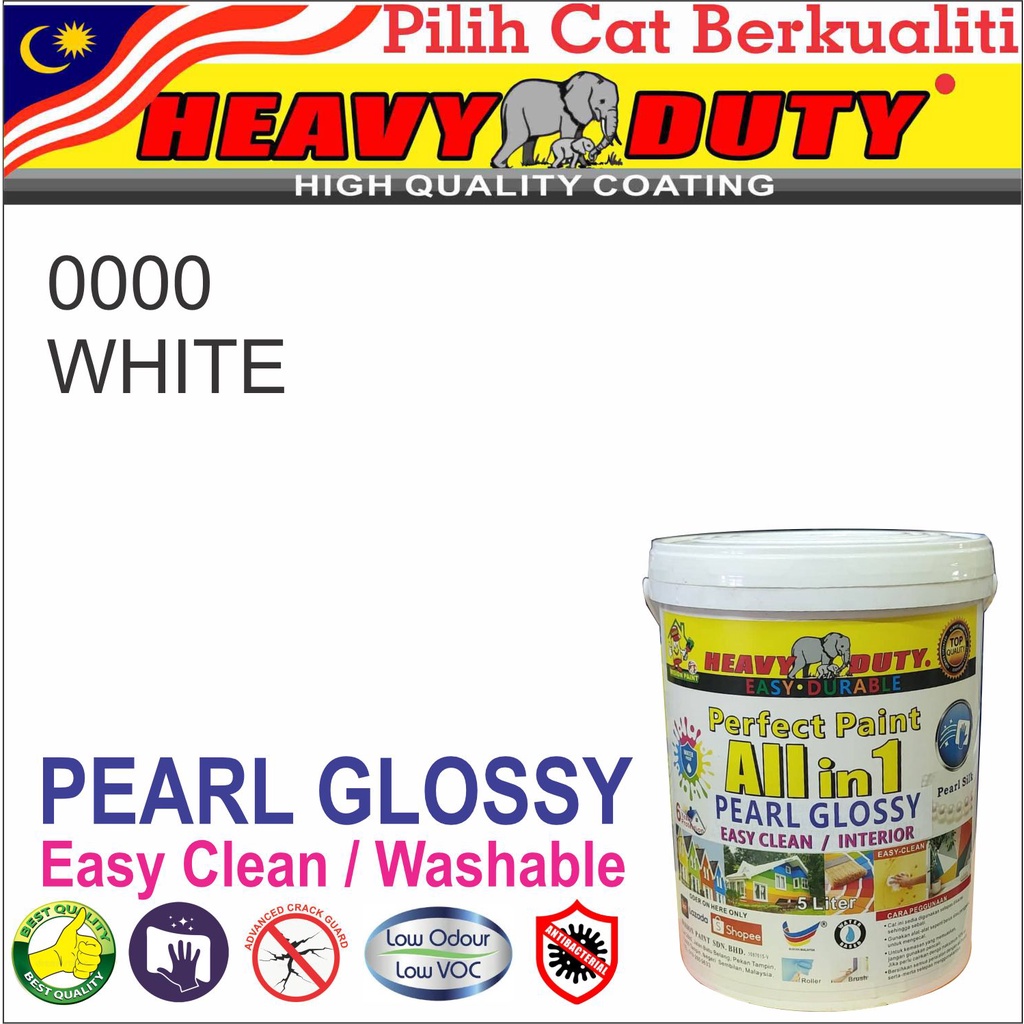 WHITE 0000 ( PEARL GLOSSY ) All in1 HEAVY DUTY Interior Sheen Finish ...