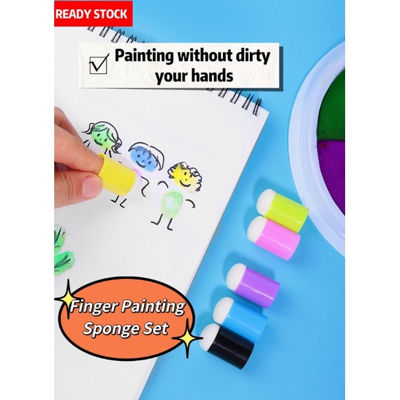 Finger Painting Sponge Tools Kit Washable Finger Daubers / Wooden ...