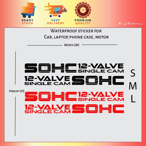 [2pcs] 12 Valve Single Cam SOHC car Sticker Reflective proton wira saga ...