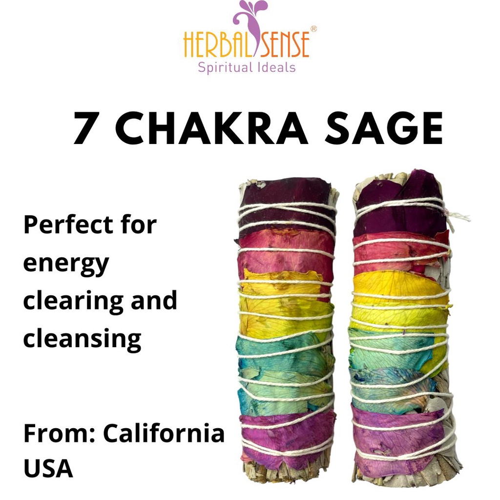 7 Chakra Sage (White Sage with 7 Colors Rose Petals) Smudge Stick 4 " | Shopee Malaysia