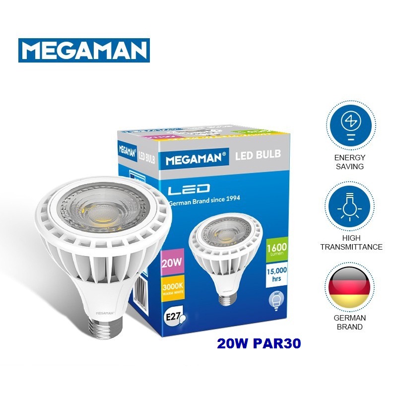 Megaman PAR 30 LED Bulb 20W E27 (3000K/4000K/6500K) | Shopee Malaysia