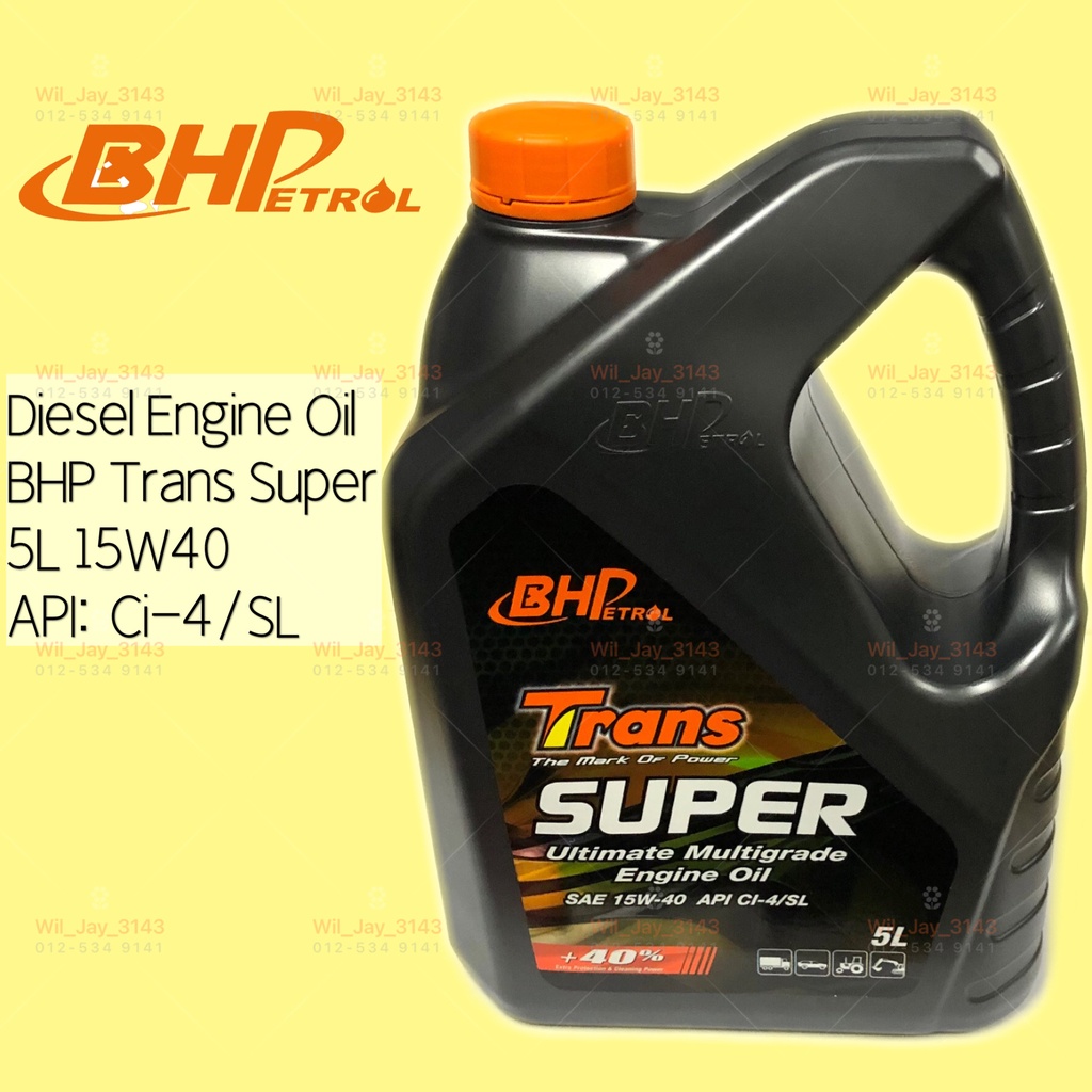 BHP 5 LITER 15W40 ( TRANS SUPER )TURBO DIESEL ENGINE OIL 5L 15W-40 ...
