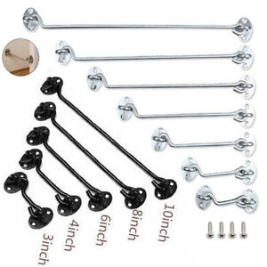 MKR Heavy Duty Black Silver Hook and Eye Latch Lock Security Window ...
