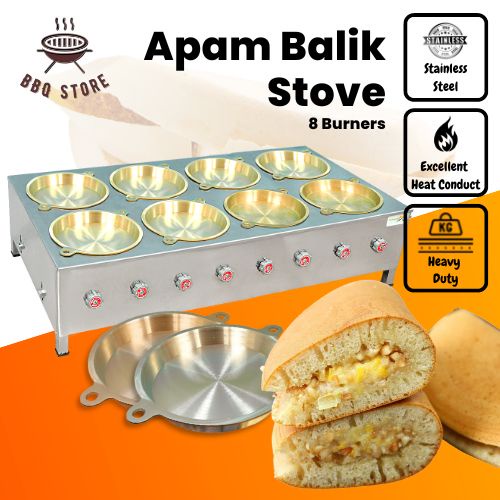 BBQ Store Stainless Steel 8 Burner Pancake Gas Stove 7 Inch / Dapur Gas ...