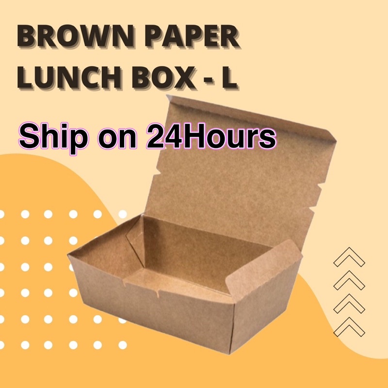 Paper Lunch Box Brown (L SIZE)50pcs | Shopee Malaysia