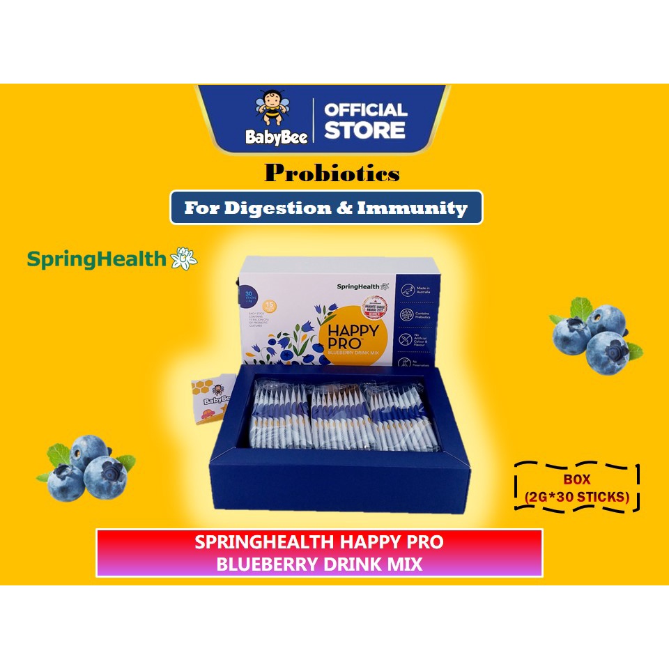 SpringHealth Happy PRO (2g x 30 sachets) Blueberry 15 Billion CFU ...