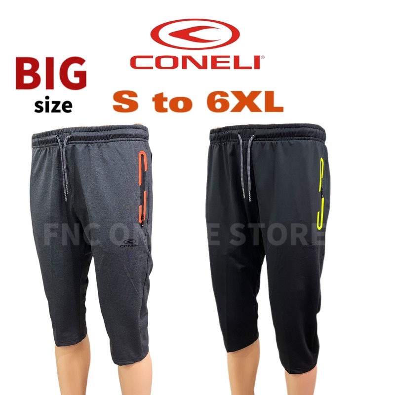 Coneli S-6XL Sport Pants 3/4 Slim Fit Pant with zip pocket Big Size ...