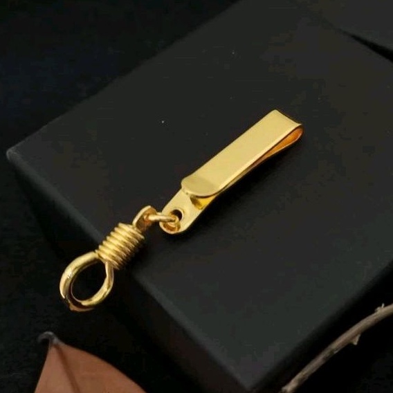 Stainless Steel Gold Plated 50mm Plain Pocket Clip For Amulet Tangkai ...