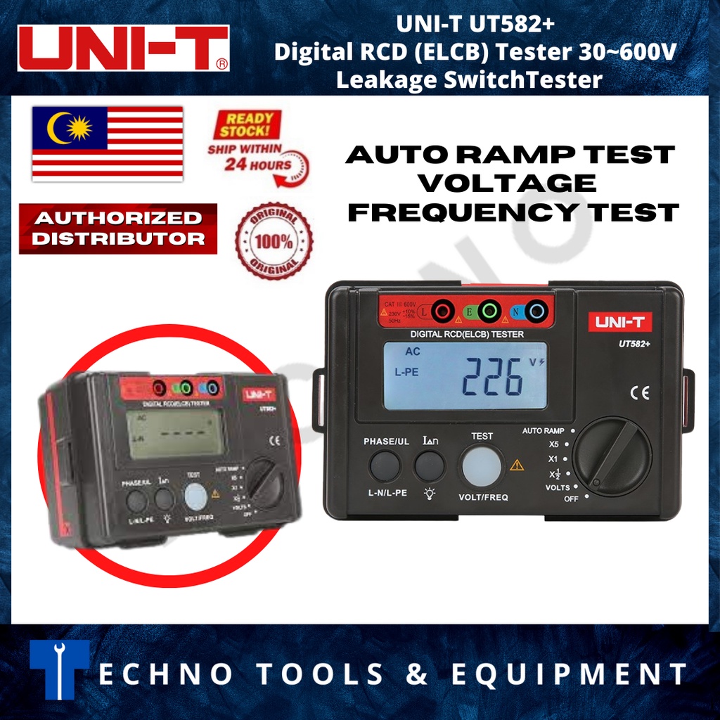 UNI-T UT582+ Digital RCD (ELCB) Tester 30~600V Leakage Switch Tester ...