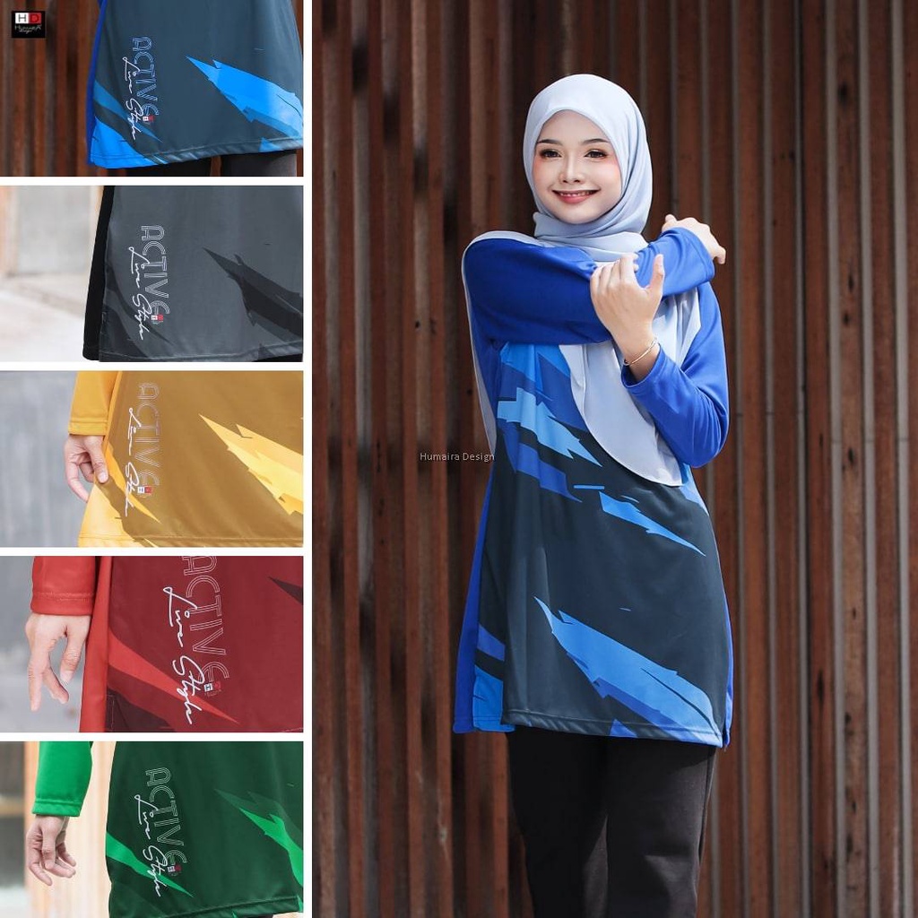 TSHIRT JERSEY MUSLIMAH HUMAIRA DESIGN : ACTIVE LIFESTYLE (SIZE S - 3XL ...