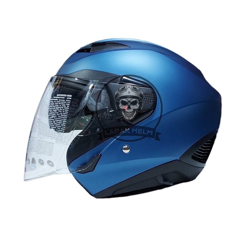 Zeus 611 Helmet Matt Blue Double Visor Half Face SNI DOT | Shopee Malaysia